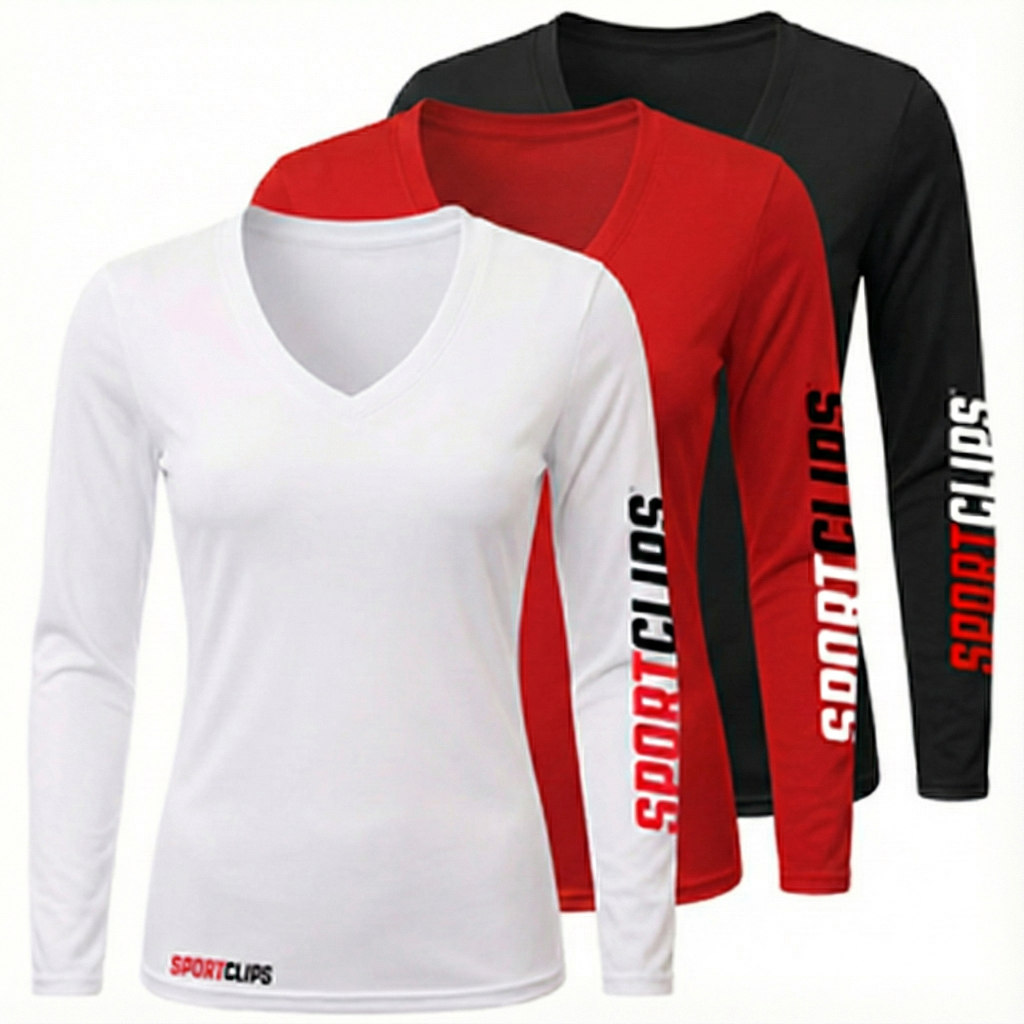 Ladies Long Sleeve Sport Clips Logo Tee
